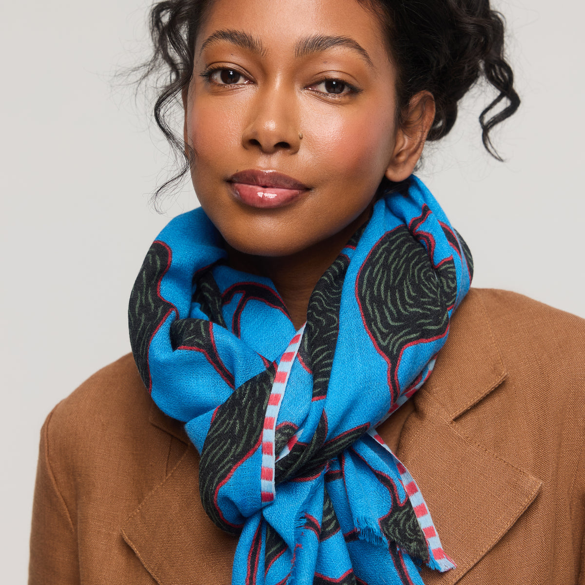 Merino Wool Floral Scarf Blue – Princesse & Dragon | Montreal ...