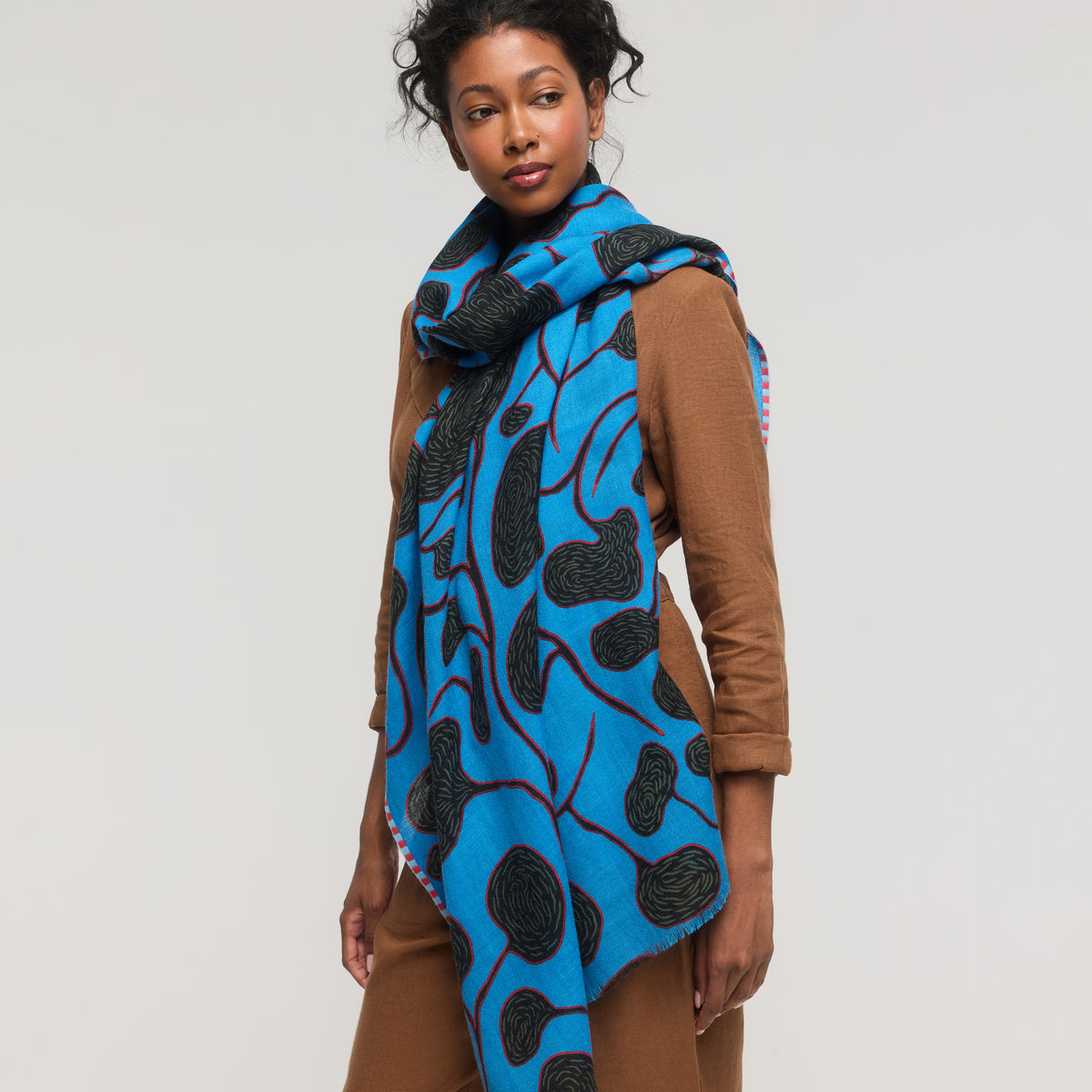 Merino Wool Floral Scarf Blue – Princesse & Dragon | Montreal ...