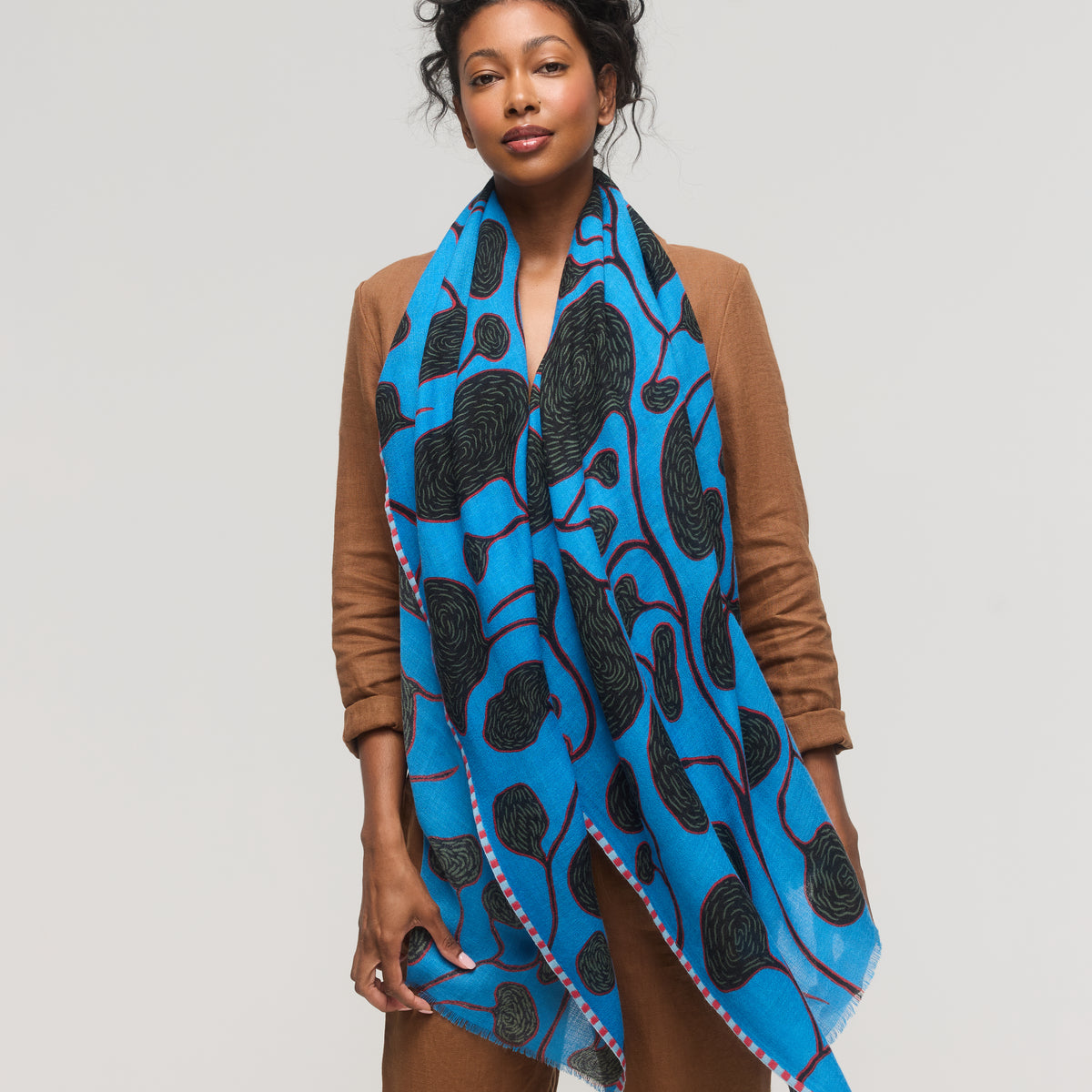 Merino Wool Floral Scarf Blue – Princesse & Dragon | Montreal ...