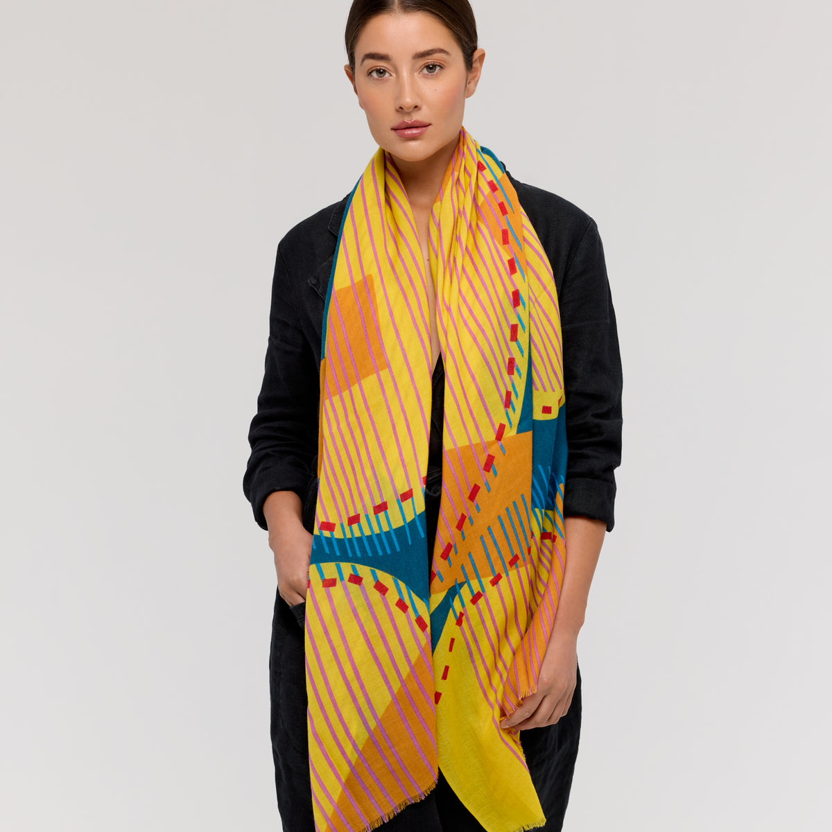 Blue and Yellow Merino Wool Scarf | Princesse & Dragon Montreal ...